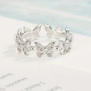 Jewelry | Mosaic Butterfly Ring Womens Open Ring Adjustable White Gold ...